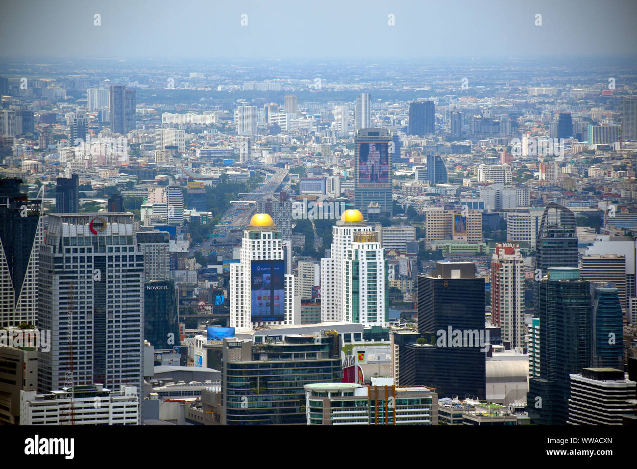 Panoramic skyline view of Bangkok from above from The Peak (314 meters ...
