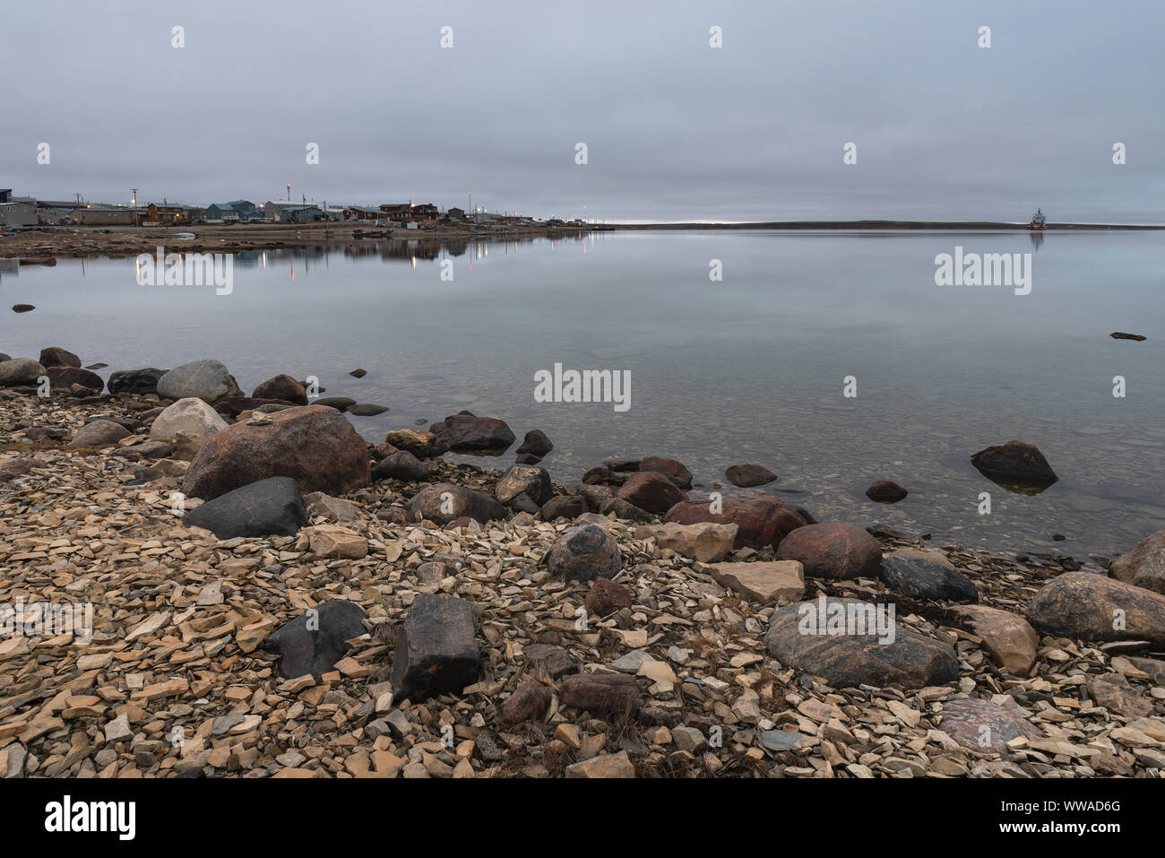 Morning at Cambridge Bay Harbor Stock Photo - Alamy