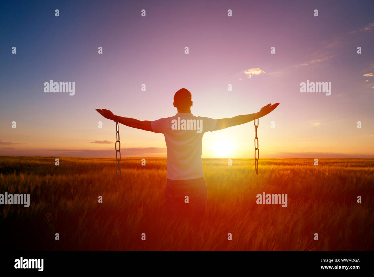 Man feeling free in a beautiful natural setting Stock Photo - Alamy