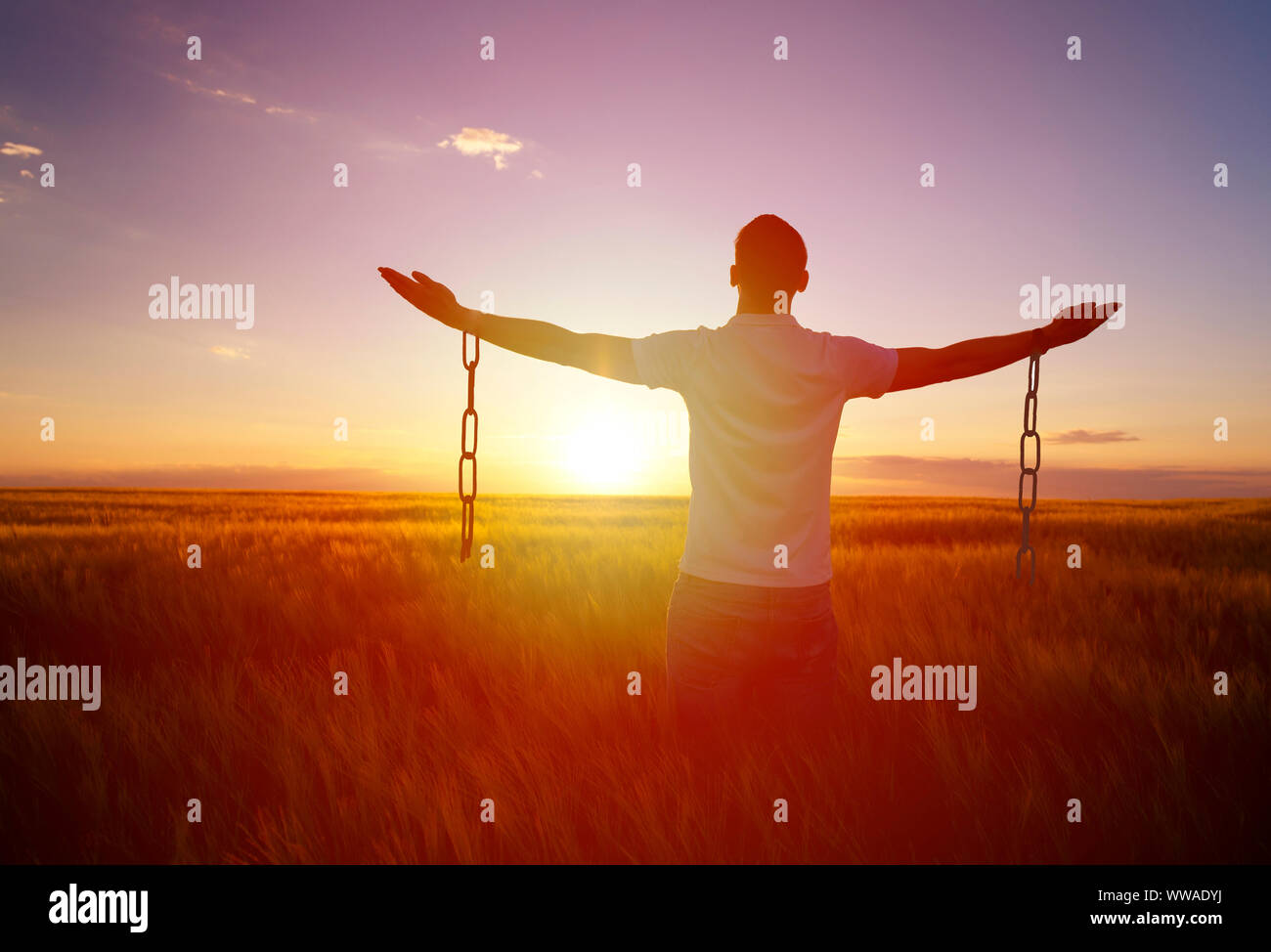 Man feeling free in a beautiful natural setting Stock Photo - Alamy