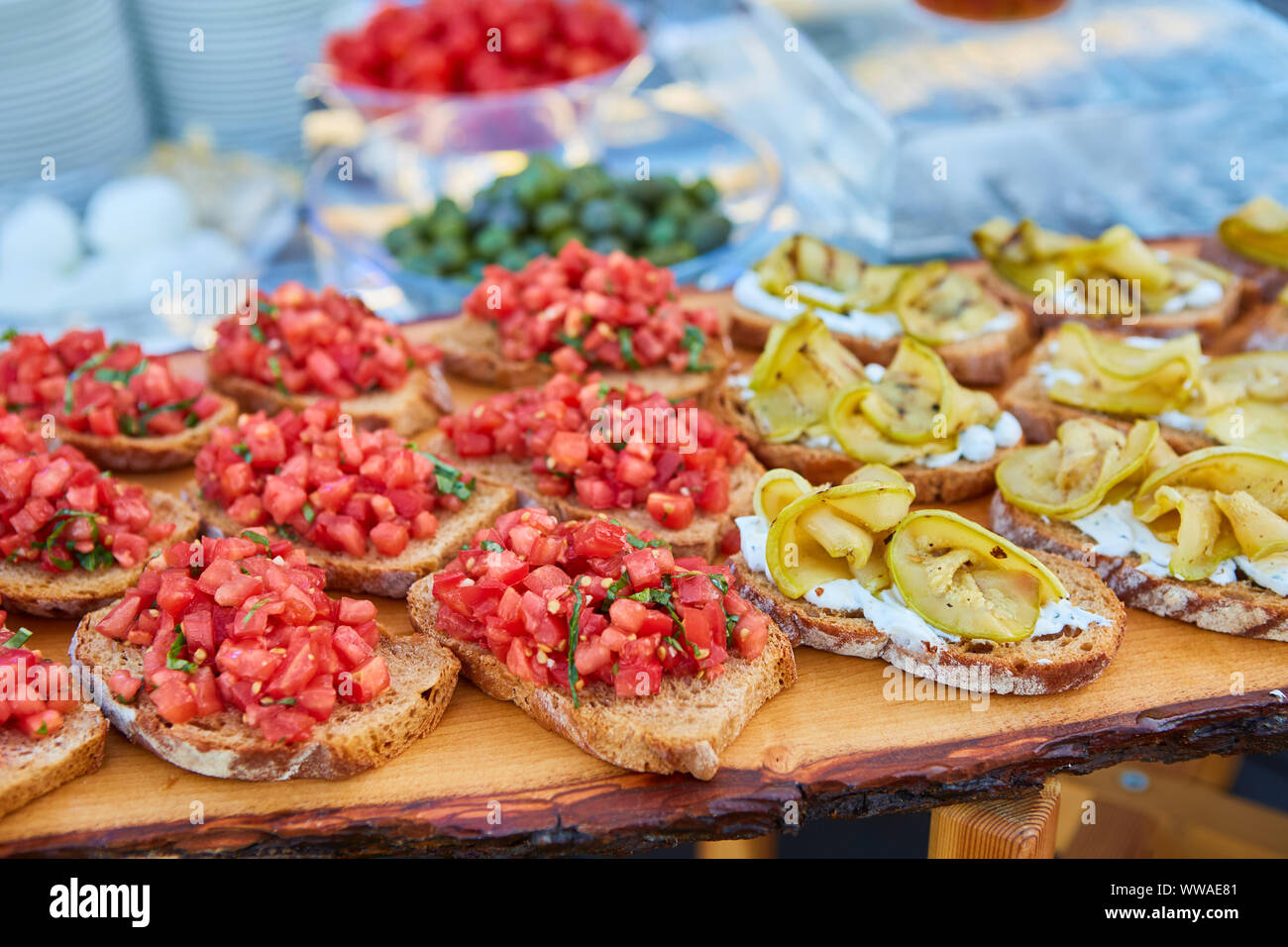 Meat and bruschetta buffet selection hi-res stock photography and ...