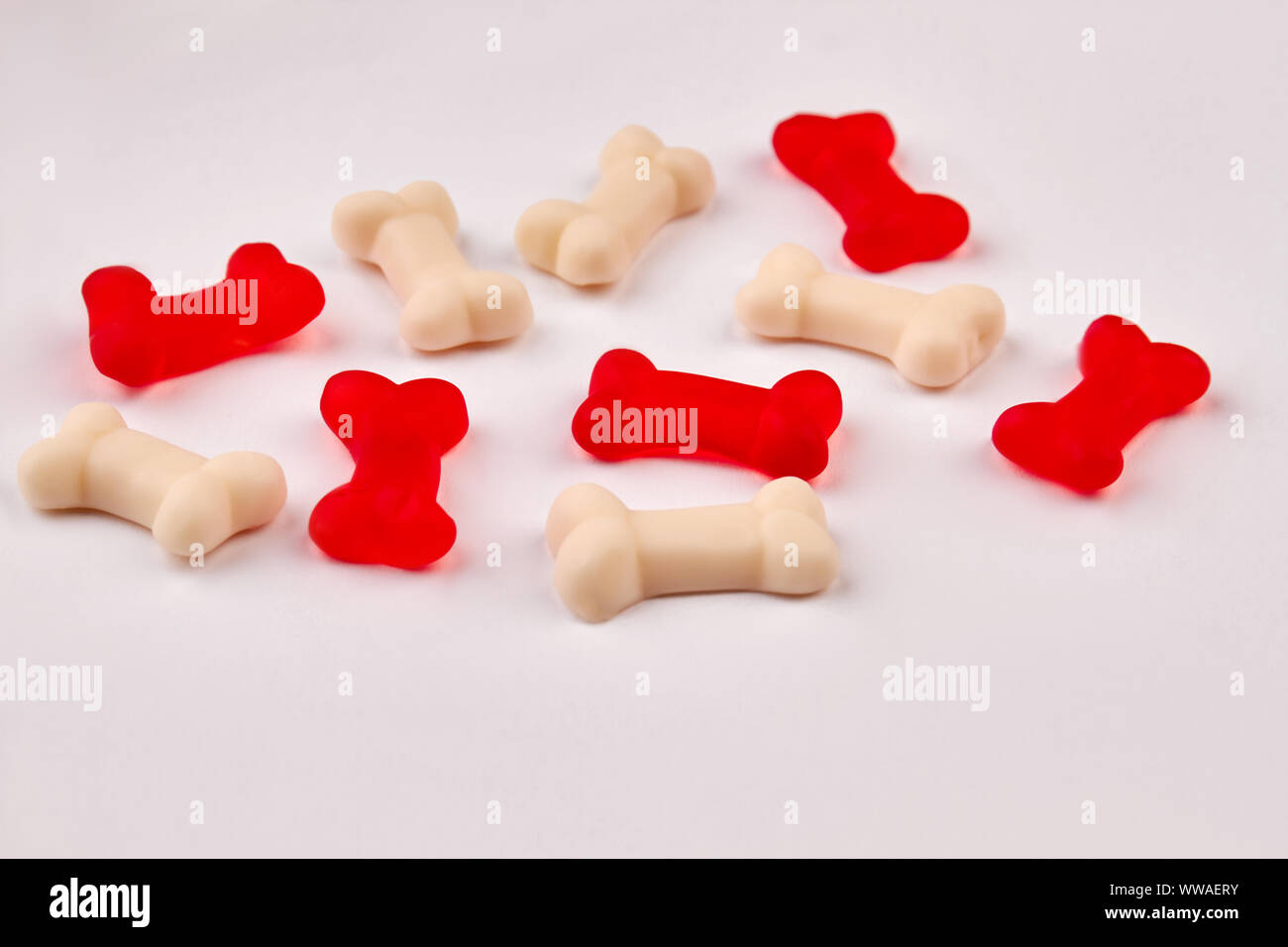 Colorful jelly bones on white background Stock Photo - Alamy