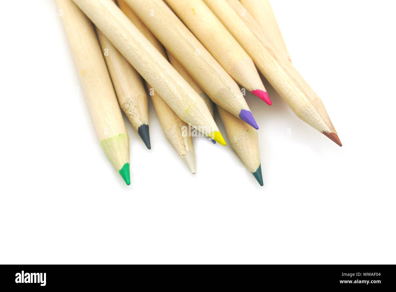 Group of mix pencil colors on white background Stock Photo - Alamy