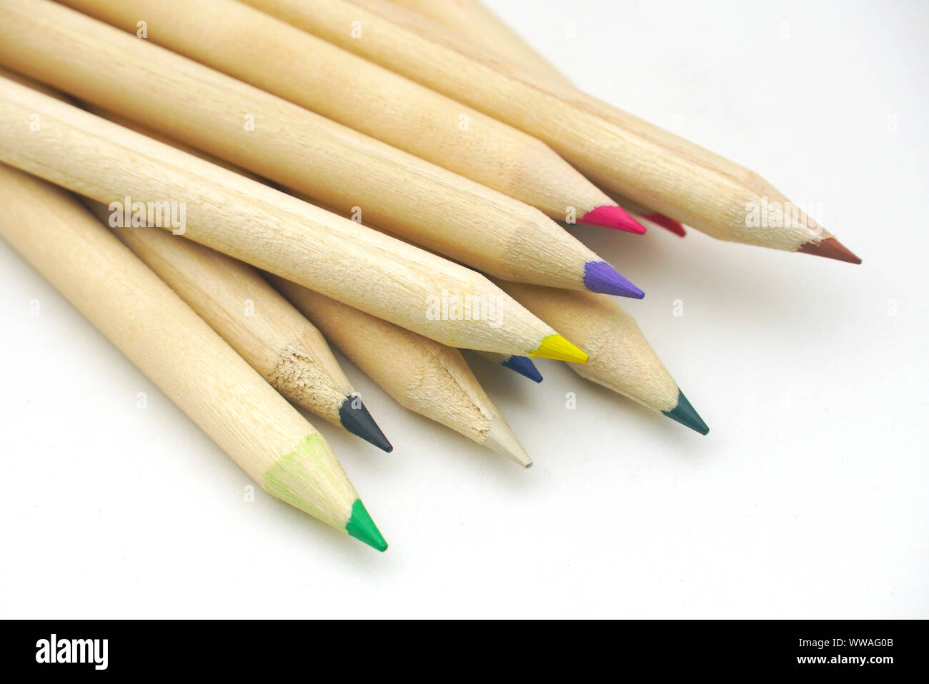 Group of mix pencil colors on white background Stock Photo - Alamy