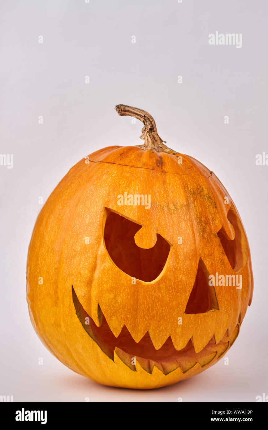 Halloween pumpkin with angry face Stock Photo - Alamy