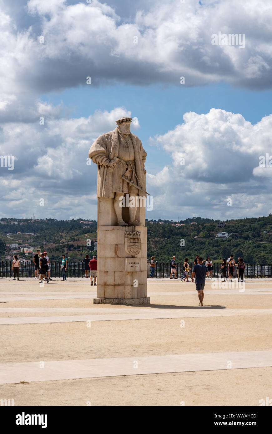 Main quadrangle and statue of King Joao III of University of Coimbra ...