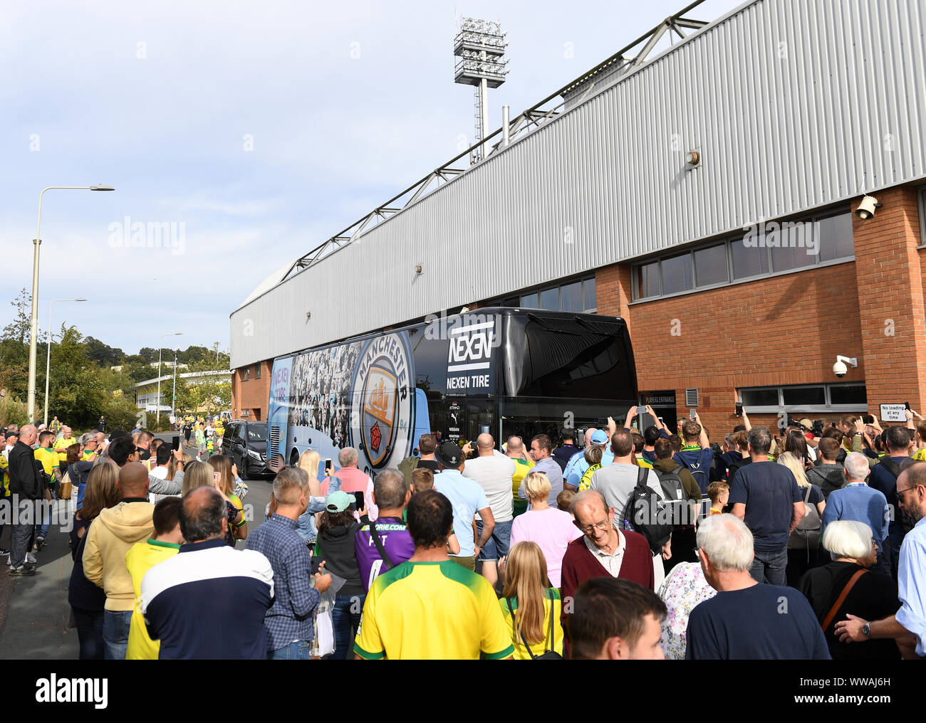 The Manchester City team bus arriving before the Premier League match ...