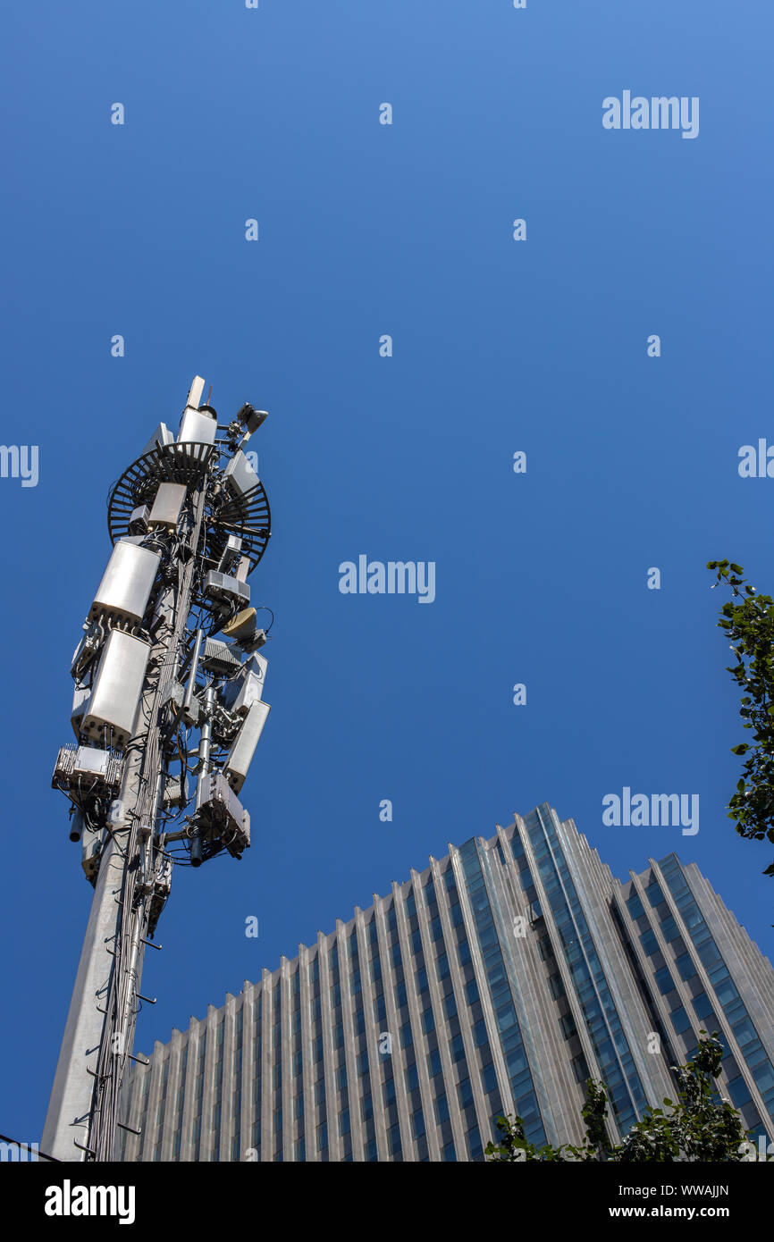 Fifth generation cell tower. Cellular communications against the ...