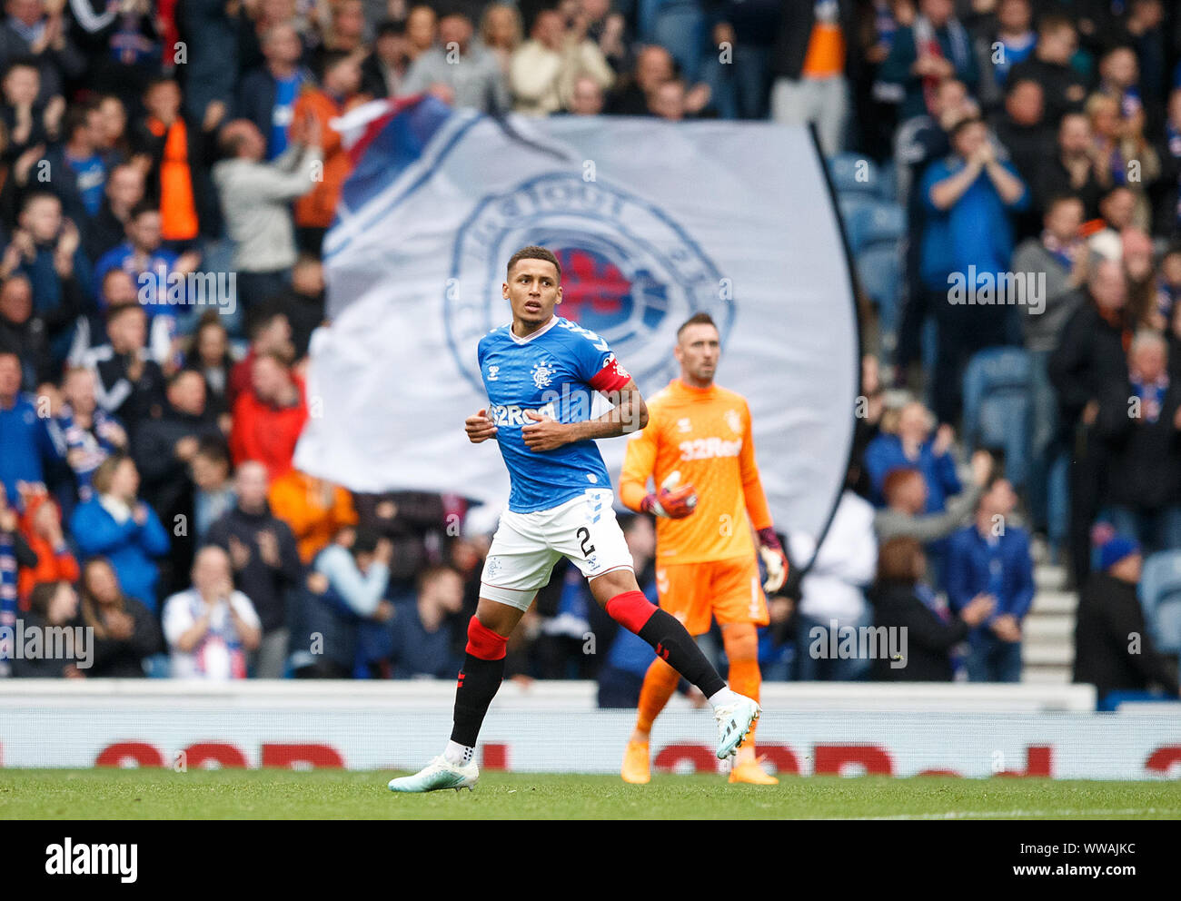Rangers' James Tavernier celebrates scoring his side's first goal of ...