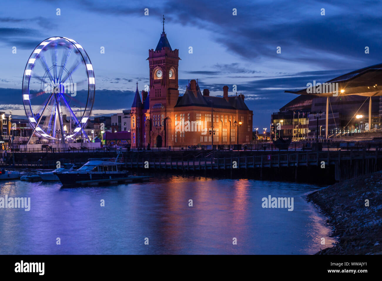 The port with its historic part in the city of Cardiff, Wales Stock ...