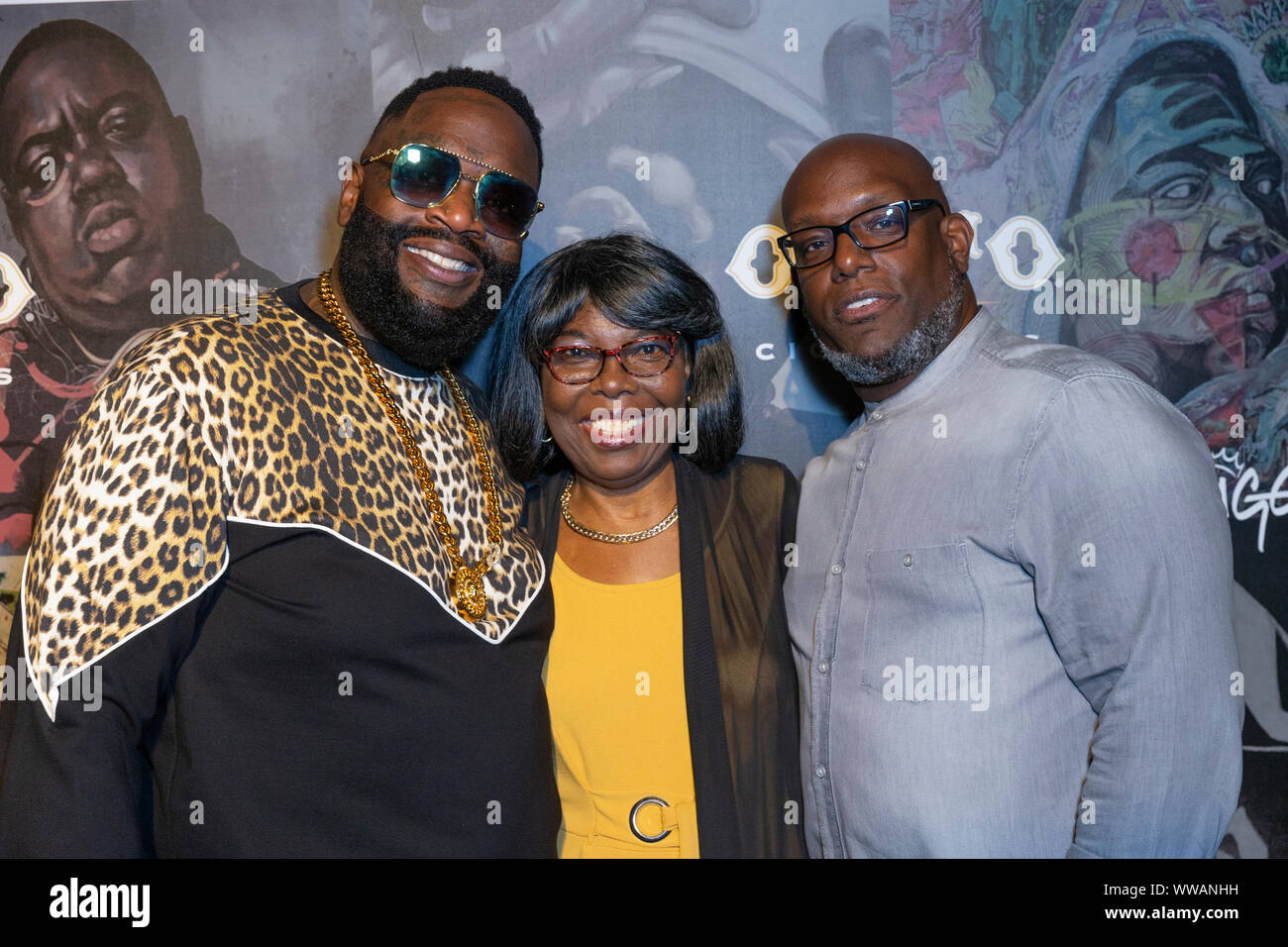 New York, NY - September 13, 2019: Rick Ross, Voletta Wallace, Wayne ...
