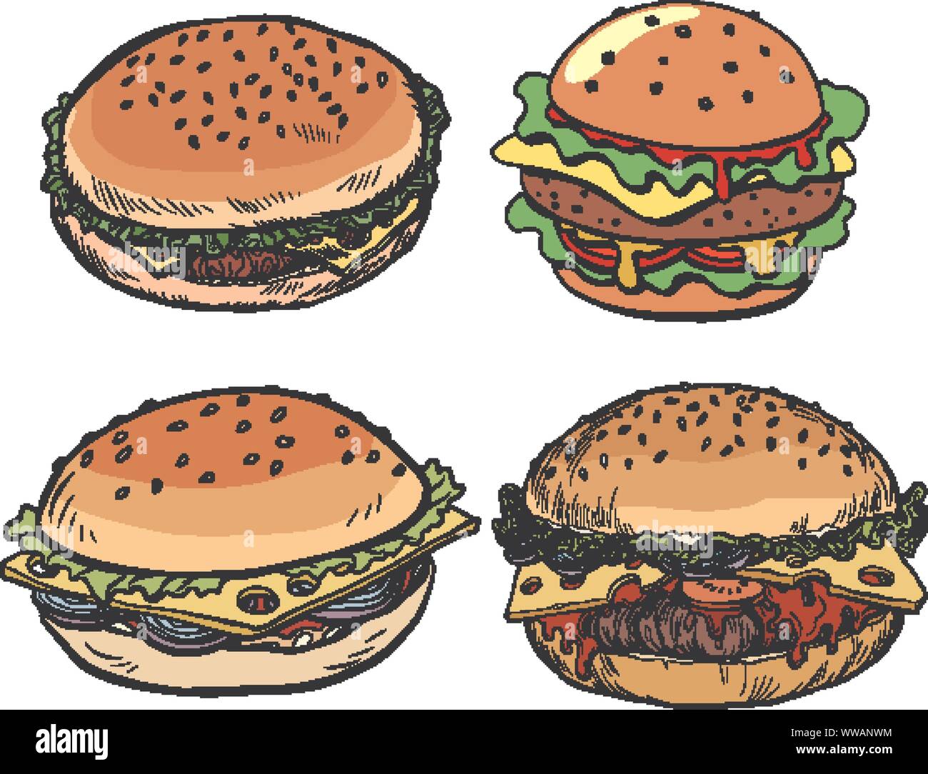 Cute Hamburger Drawing