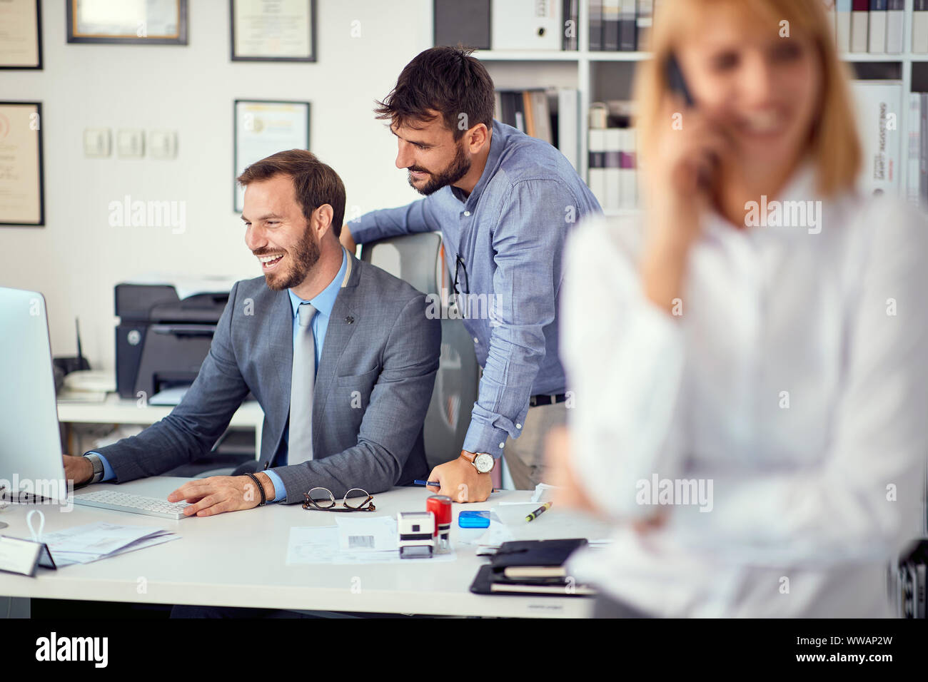 Team company working with computer hi-res stock photography and images ...