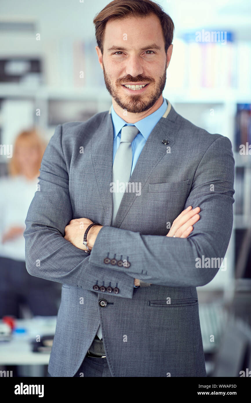 Caucasian businessman successful team meeting hi-res stock photography ...