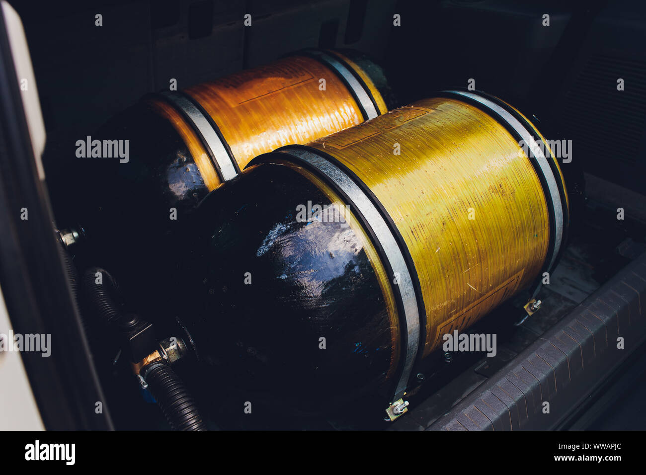 LPG , NGV Gas tanks are installed in a car for the 2 fuel system Stock ...