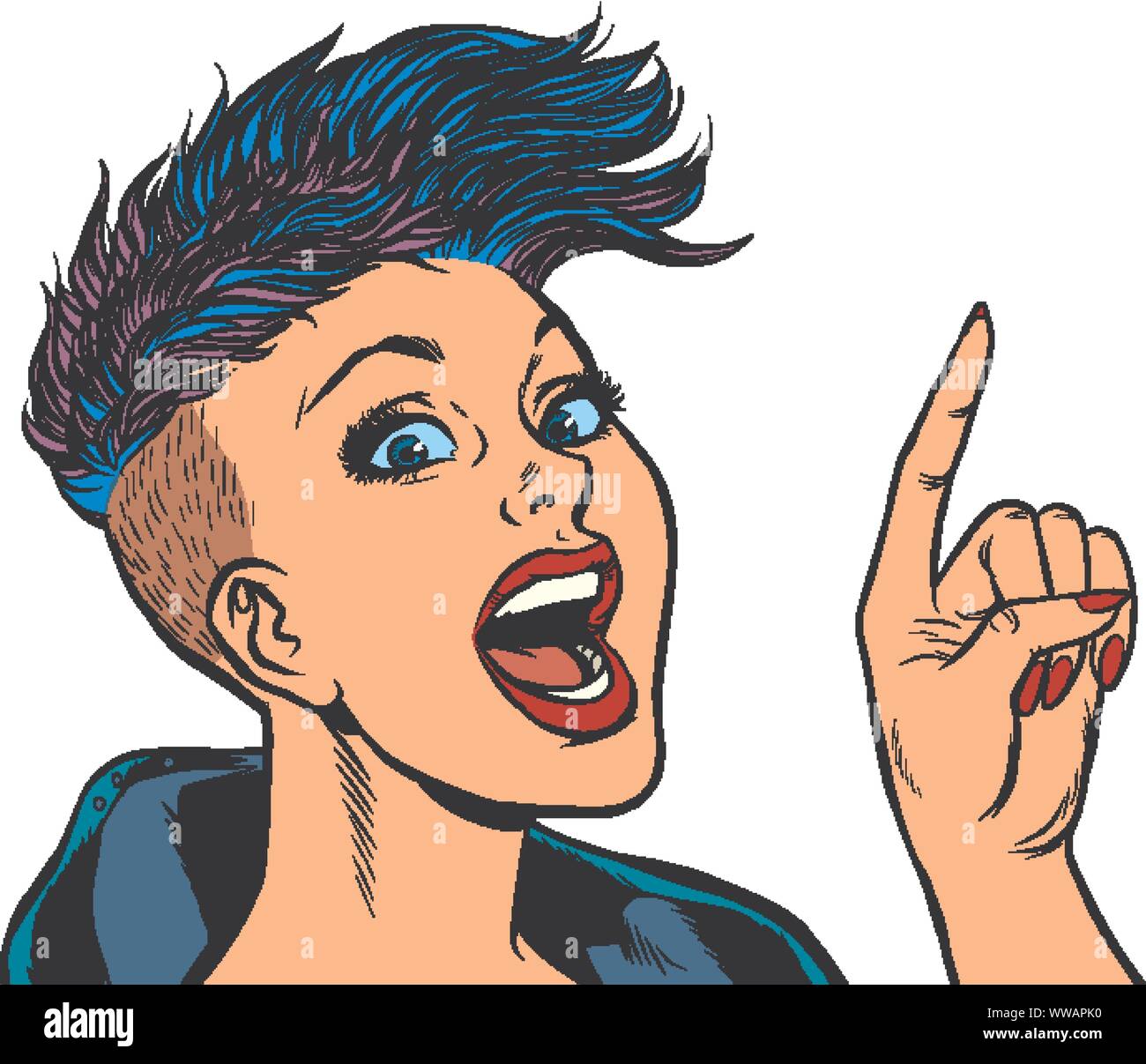 Modern woman points a finger. Pop art retro vector illustration drawing Stock Vector Image & Art ...