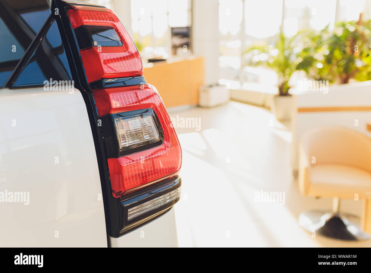Car detail. New led taillight by night. The rear lights of the car, in ...