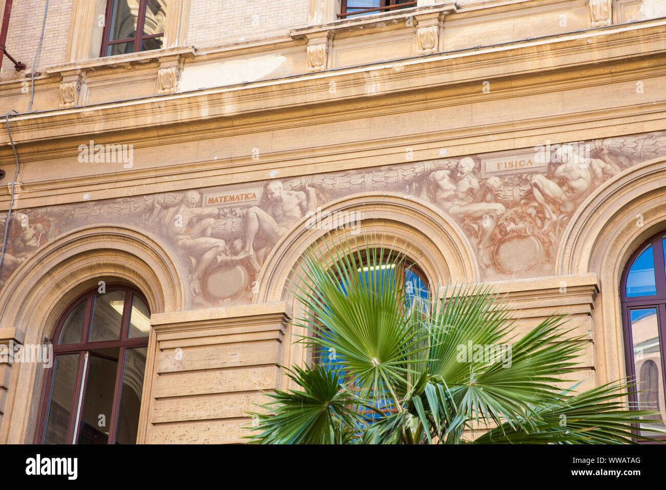 Detail of the facade of the University of Rome La Sapienza Stock Photo ...