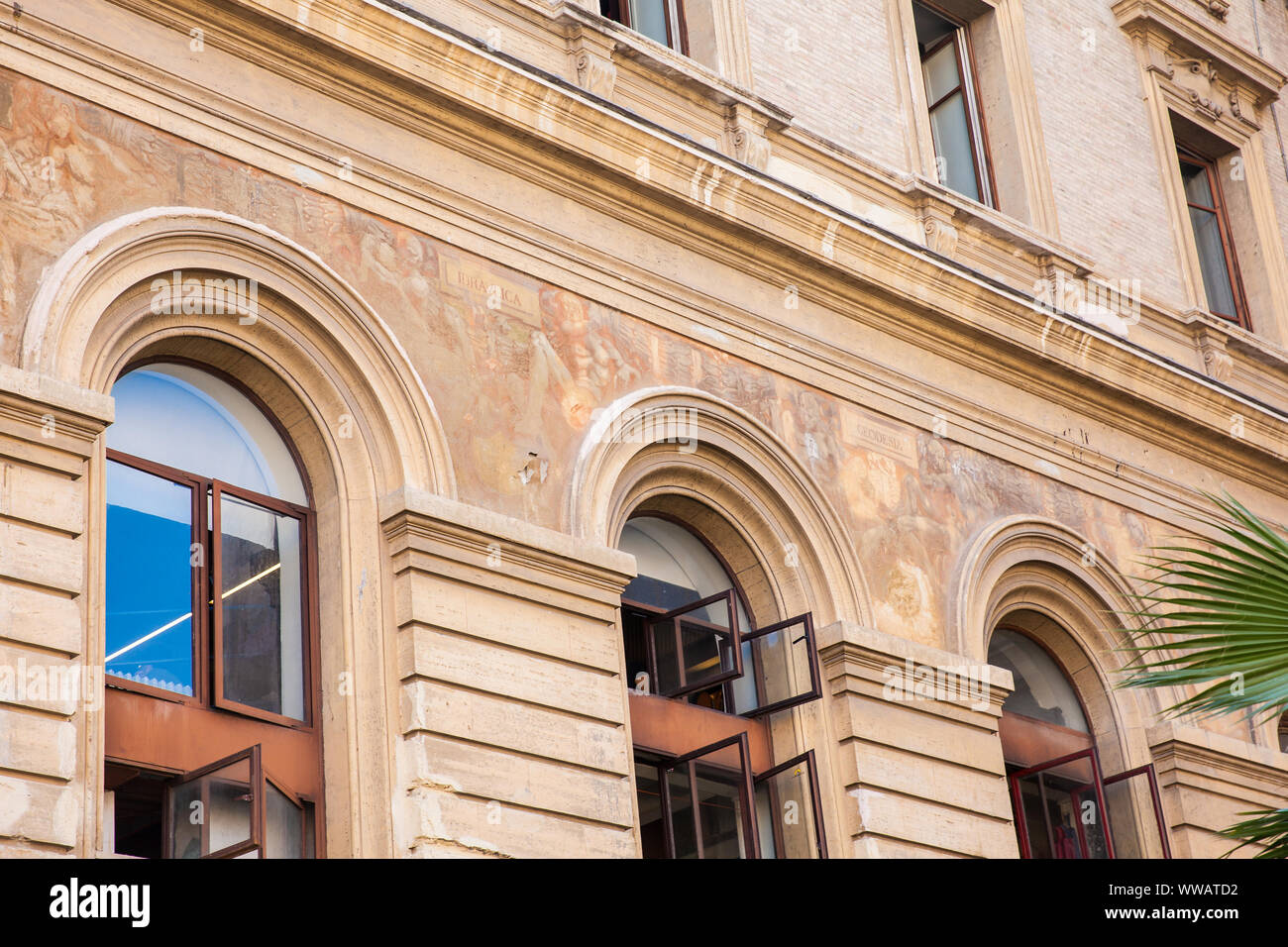 Detail of the facade of the University of Rome La Sapienza Stock Photo ...