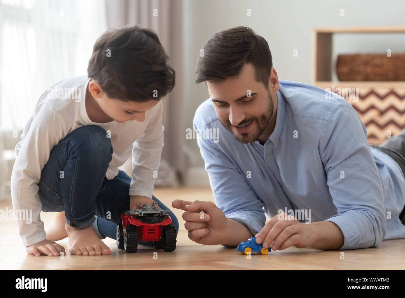 Father teaching son to drive car hi-res stock photography and images ...