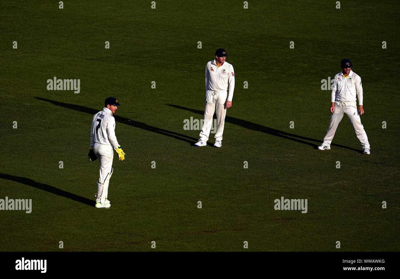 Australia’s captain/wicketkeeper Tim Paine alongside Steve Smith ...