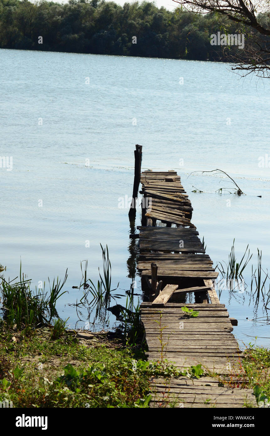 Broken wooden bridge hi-res stock photography and images - Alamy