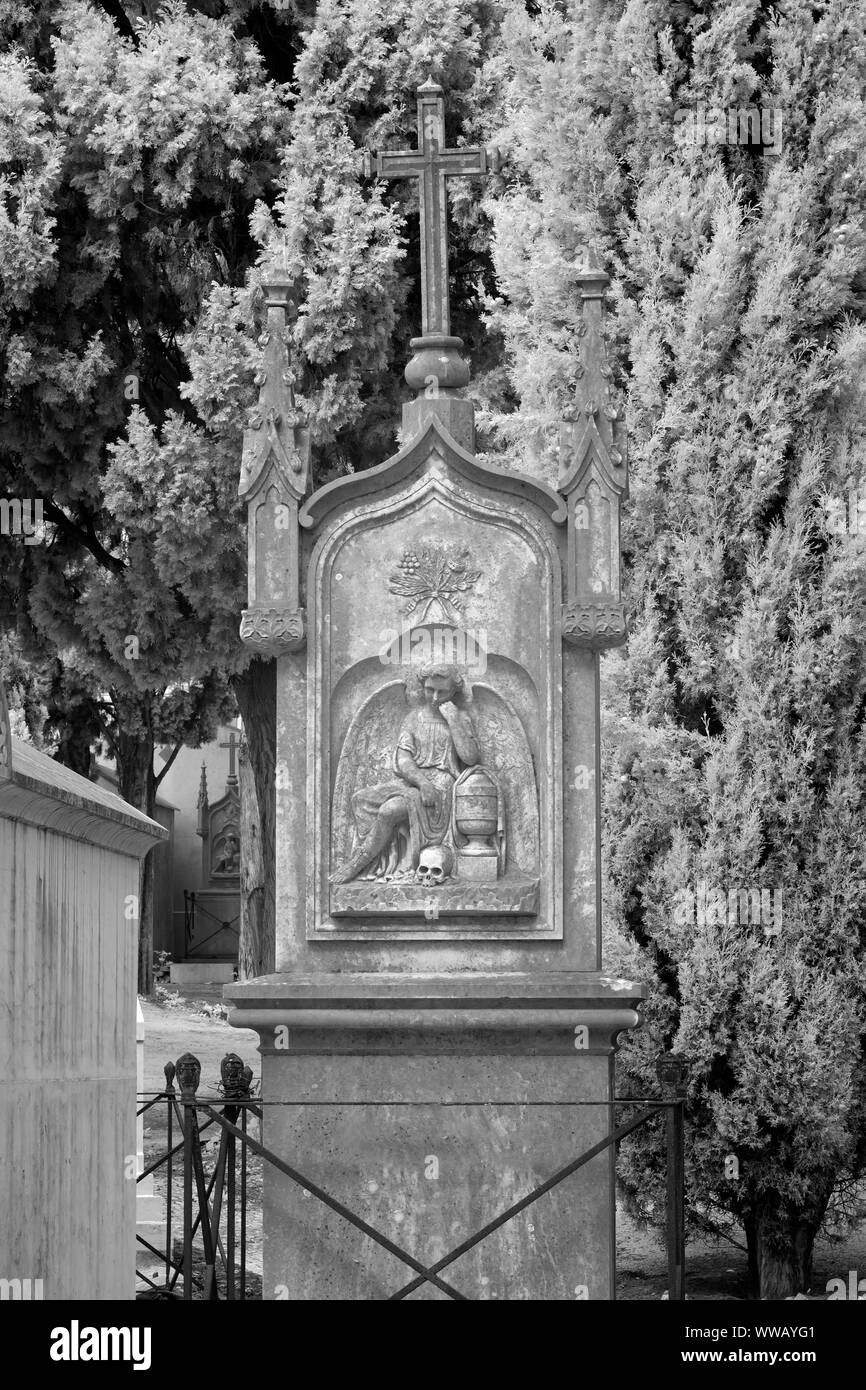 Black and white old european cemetery Stock Photo - Alamy