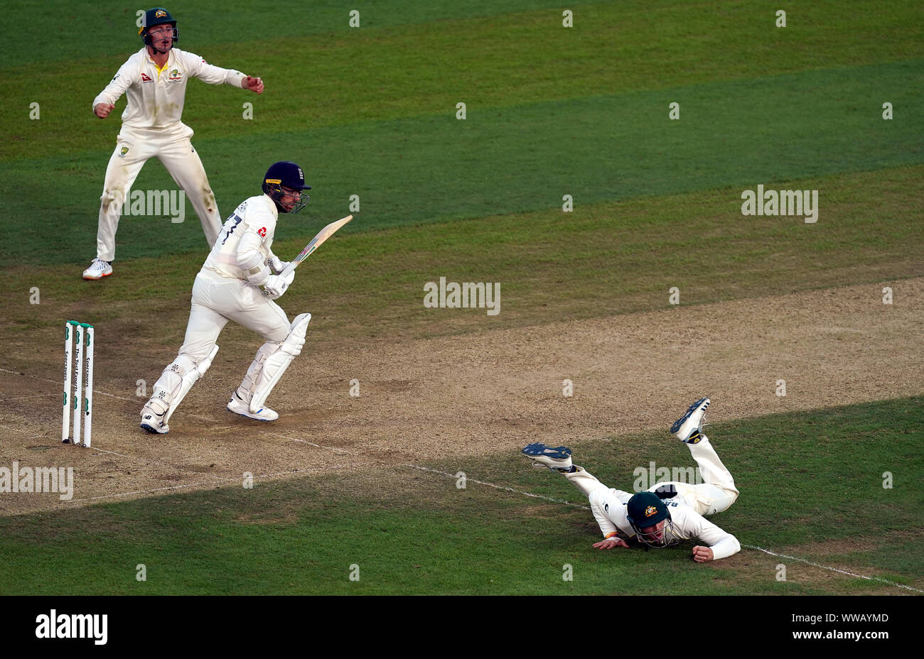 England’s Jack Leach batting during day three of the fifth test match ...