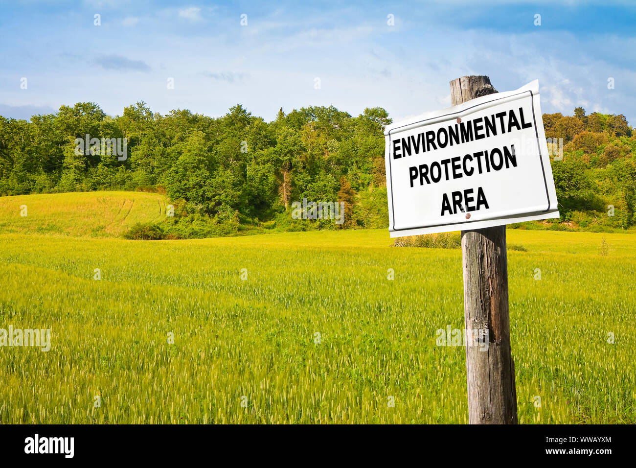 "Environmental Protection Area" written on a field sign - image with ...