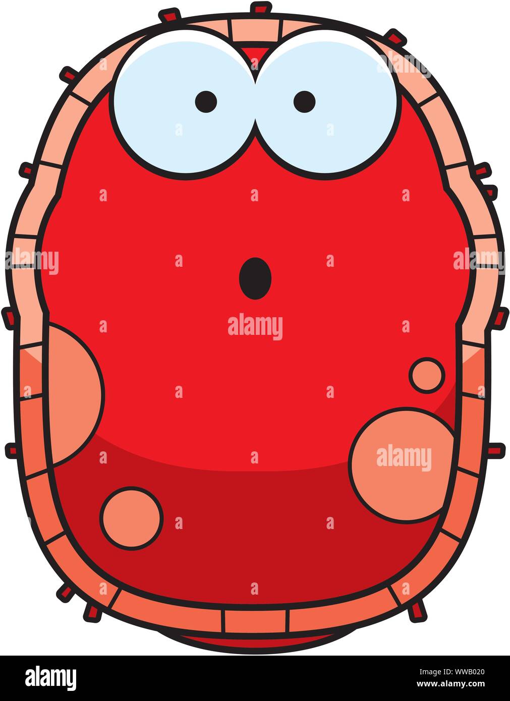 A cartoon illustration of a red blood cell looking surprised Stock ...
