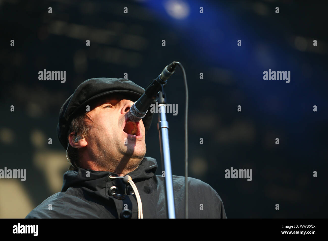 Rock singer Liam Gallagher on stage in Birmingham, 2019 Stock Photo - Alamy