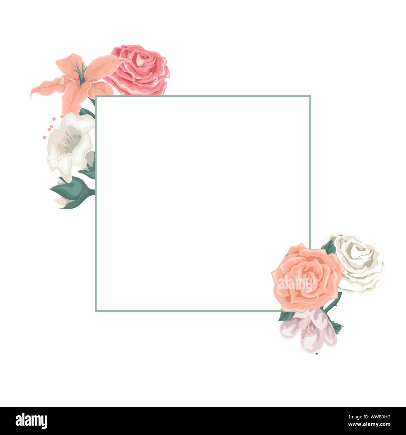 Beautiful card with frame of flowers and roses Stock Vector Image & Art ...