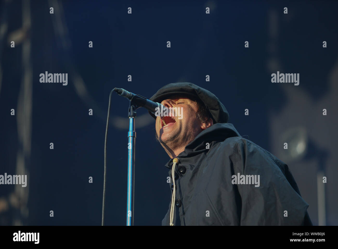 Rock singer Liam Gallagher on stage in Birmingham, 2019 Stock Photo - Alamy
