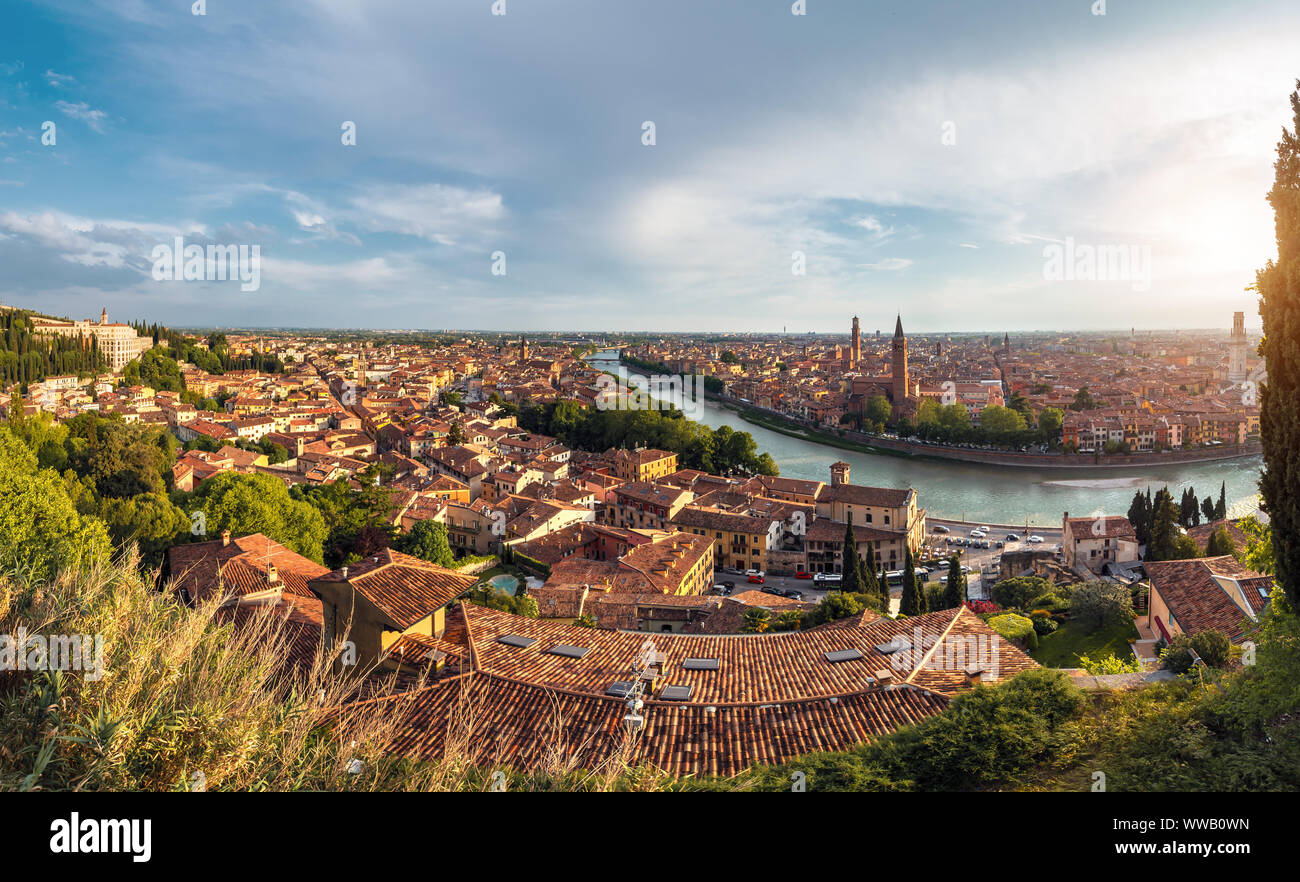 The best view on Verona in the evening time Stock Photo - Alamy