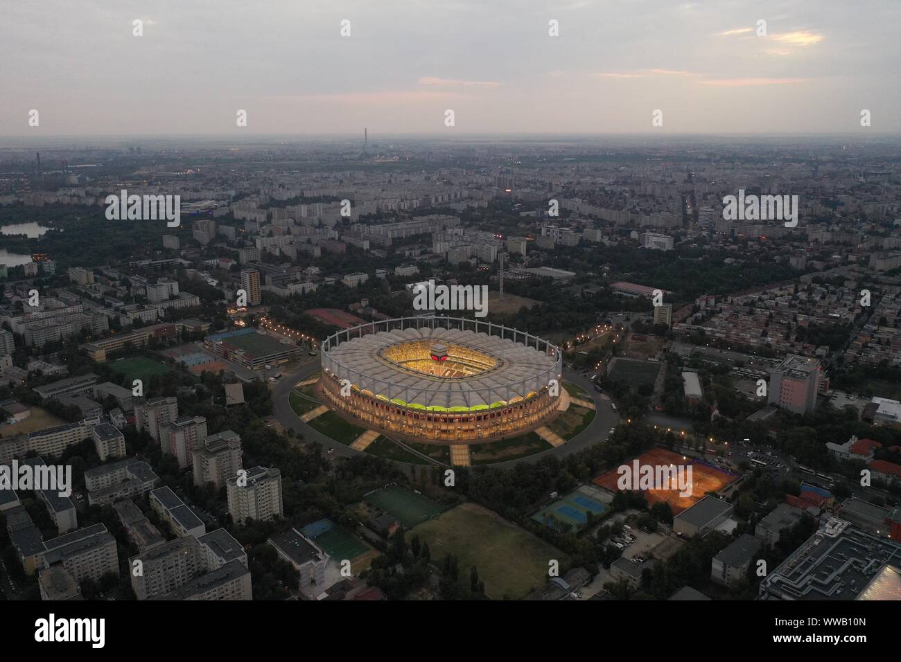 Bucharest National stadium drone Stock Photo - Alamy