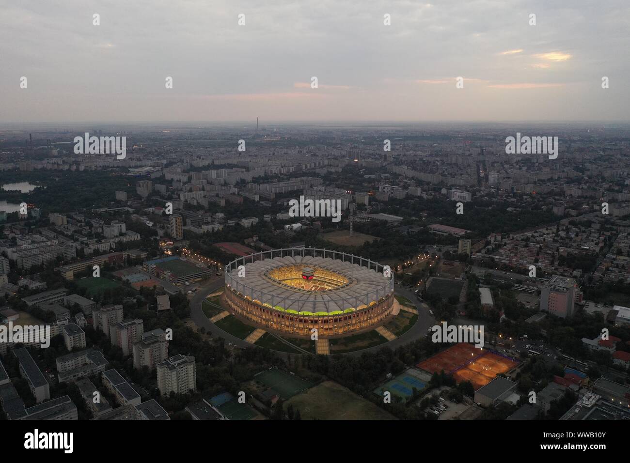 Bucharest National stadium drone Stock Photo - Alamy