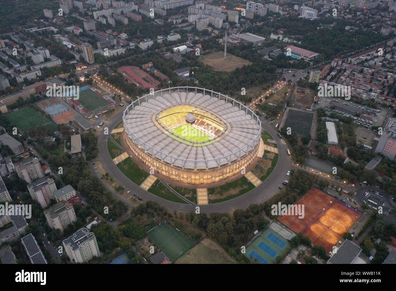 Bucharest National stadium drone Stock Photo - Alamy