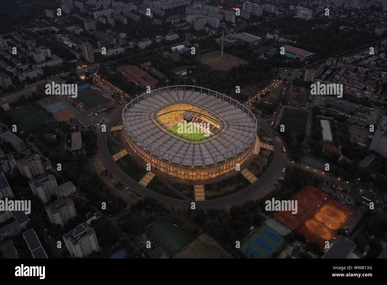 Bucharest National stadium drone Stock Photo - Alamy