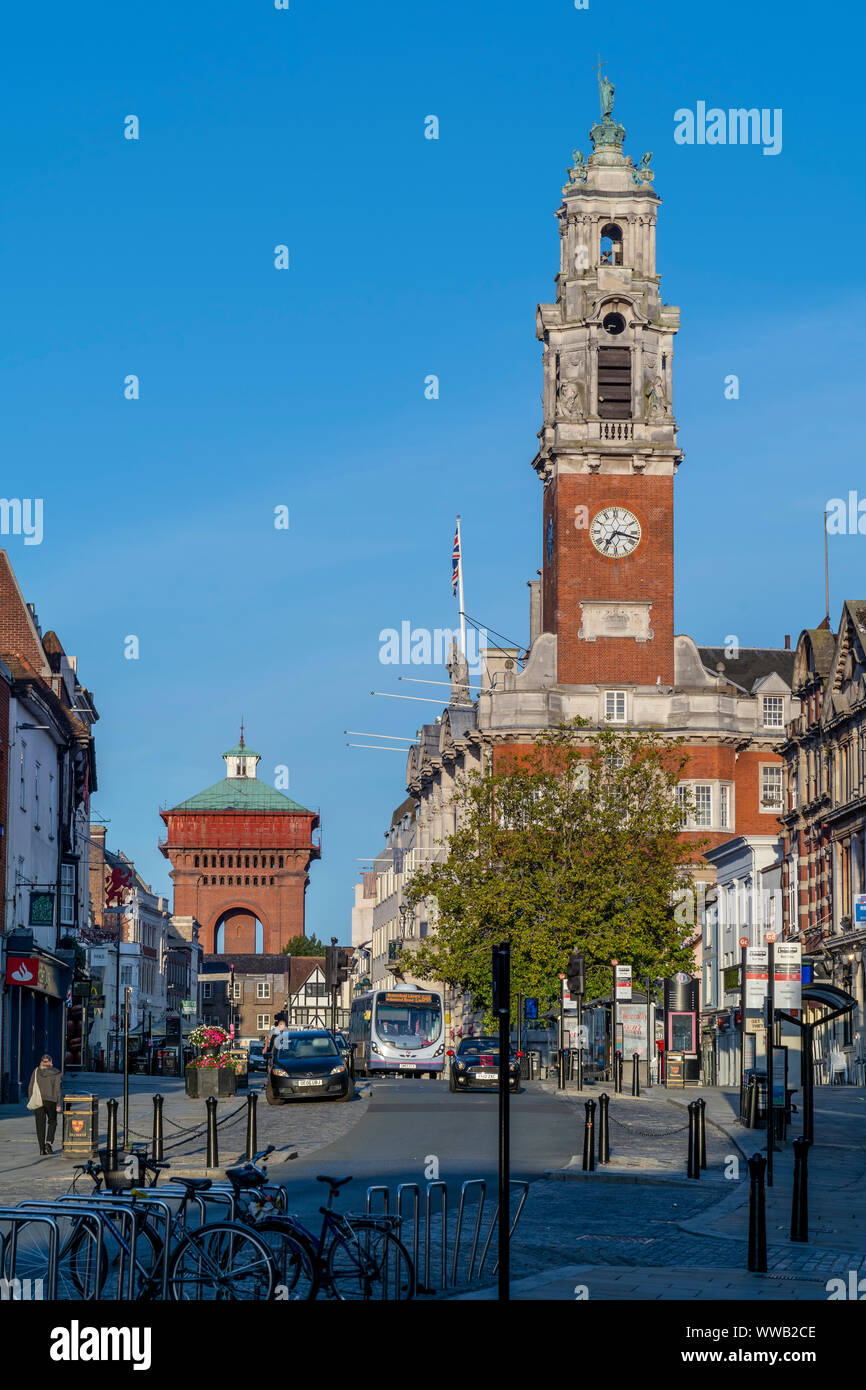 COLCHESTER HIGH STREET SHOWING JUMBO WATER TOWER AT THE END AND THE ...