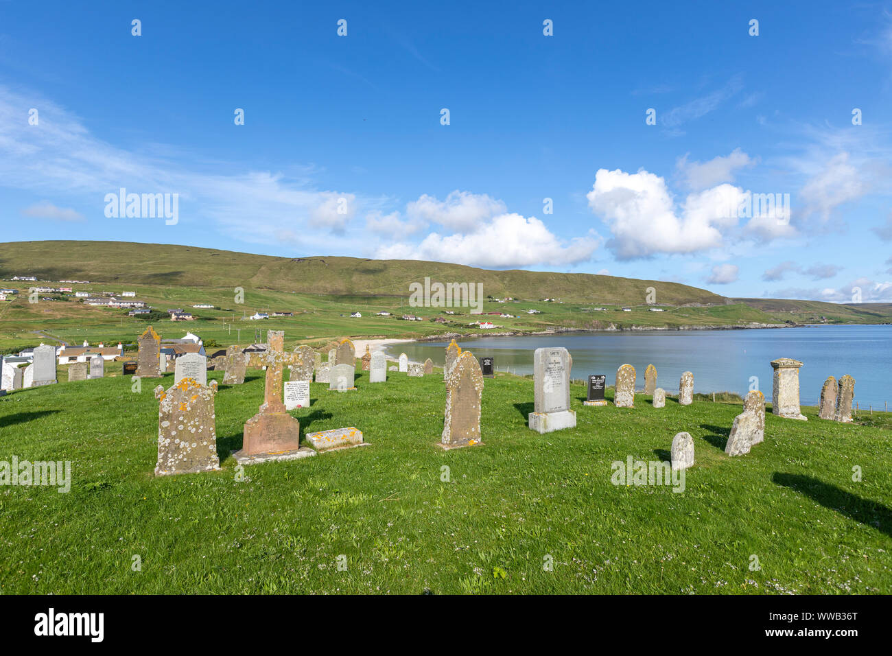 Cemetery near Levenwick Beach, Mainland, Shetland islands, Scotland, UK ...