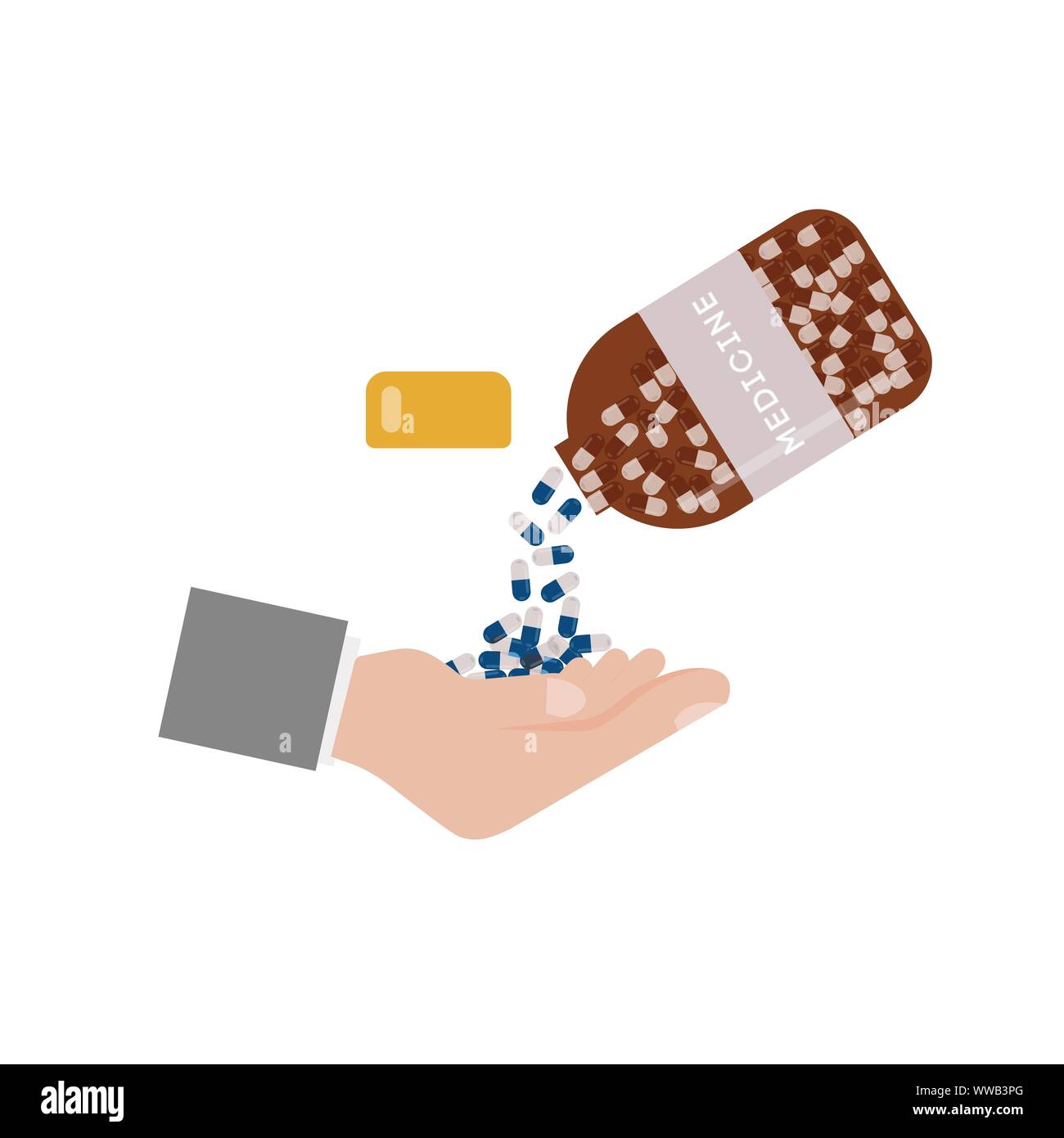 Medicine, pharmacy, hospital set of drugs with labels. Medication ...