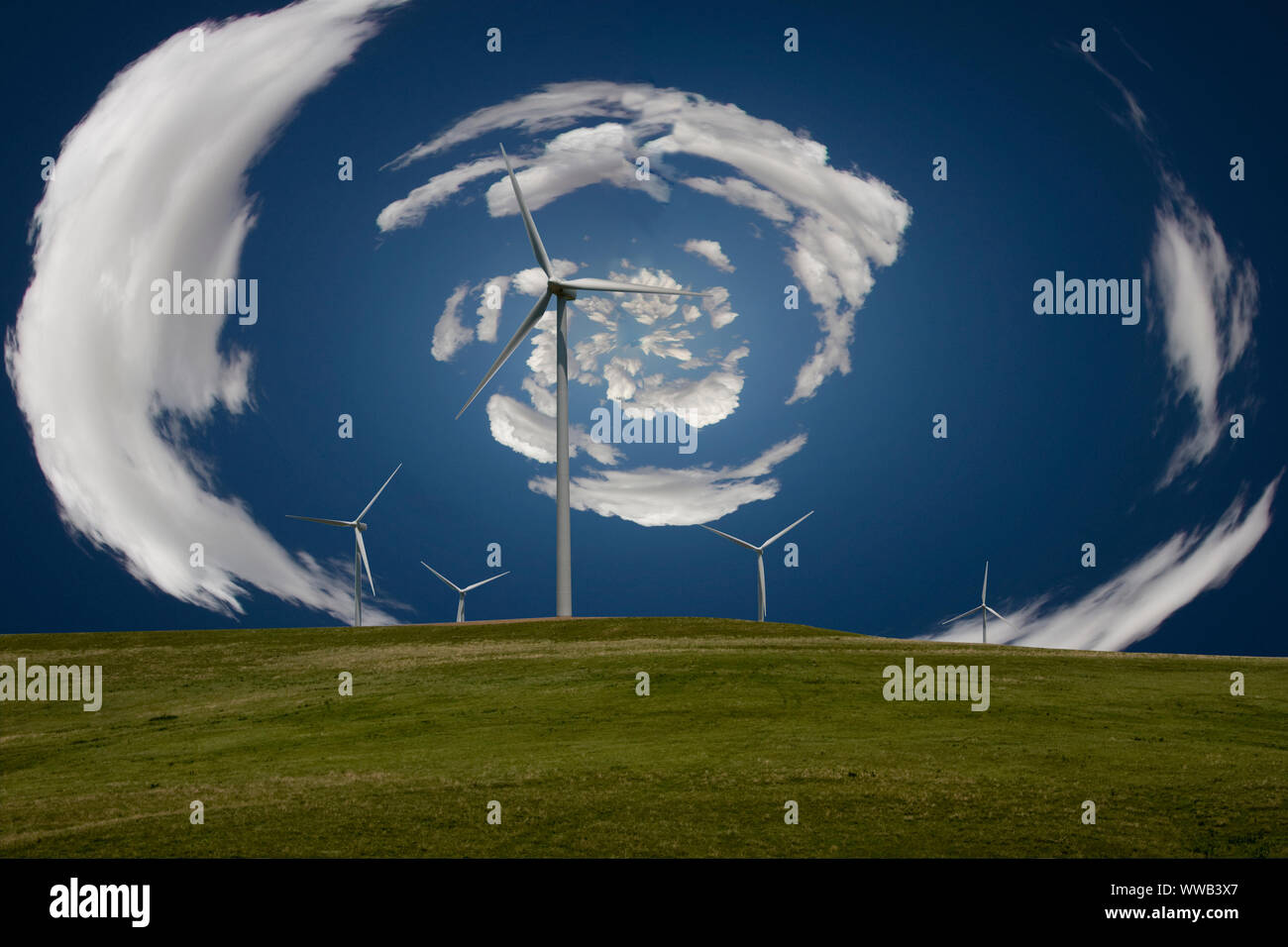 Wind Power. Mills in green field Stock Photo - Alamy