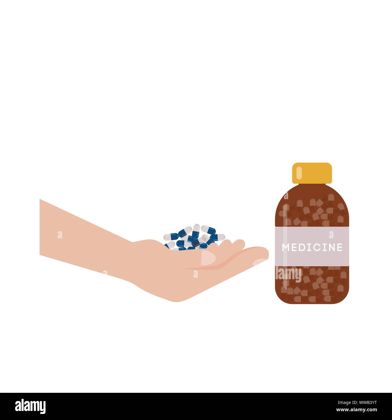 Medicine, pharmacy, hospital set of drugs with labels. Medication ...