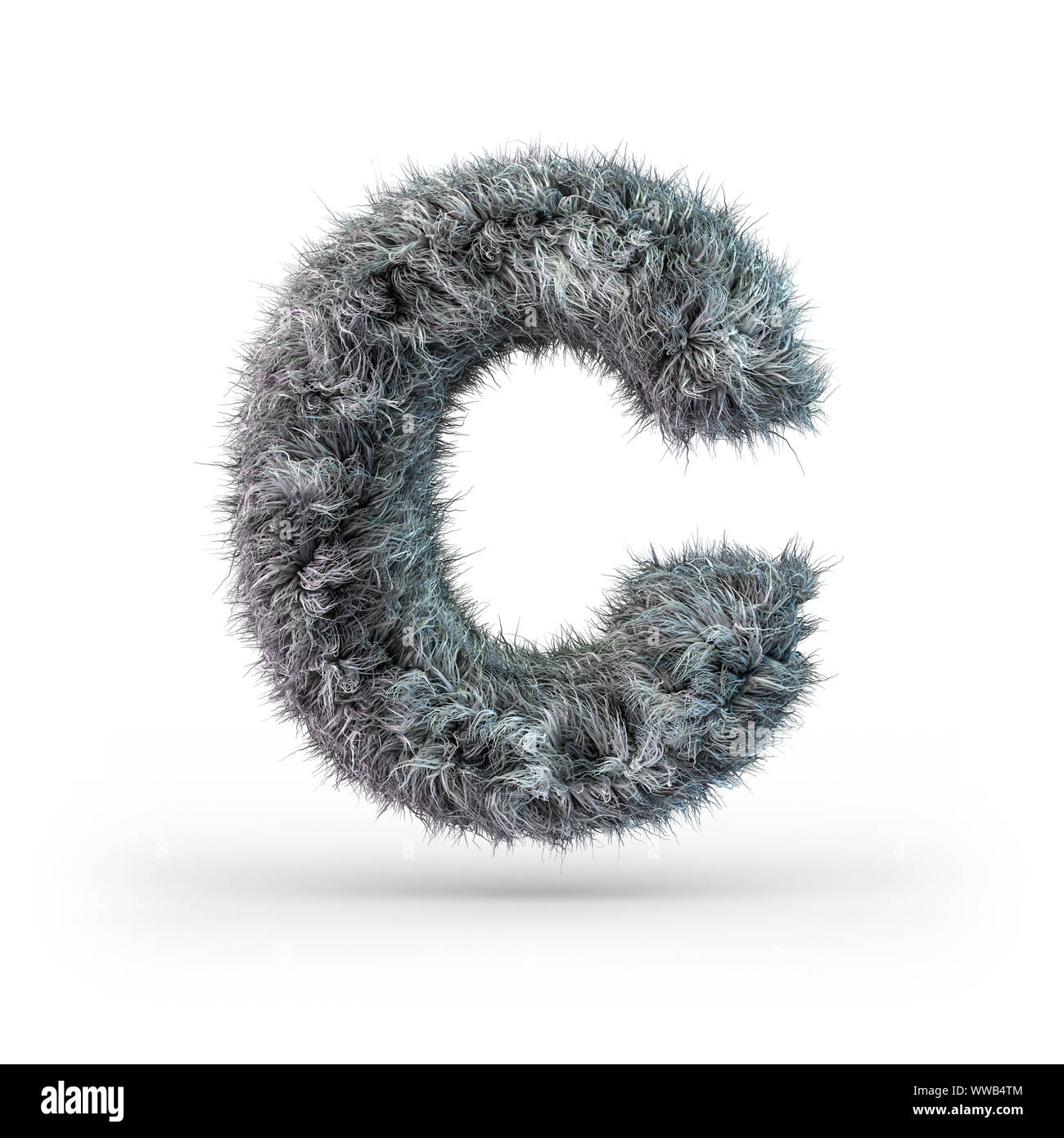 Uppercase fluffy and furry gray font. Letter C. 3D rendering Stock ...