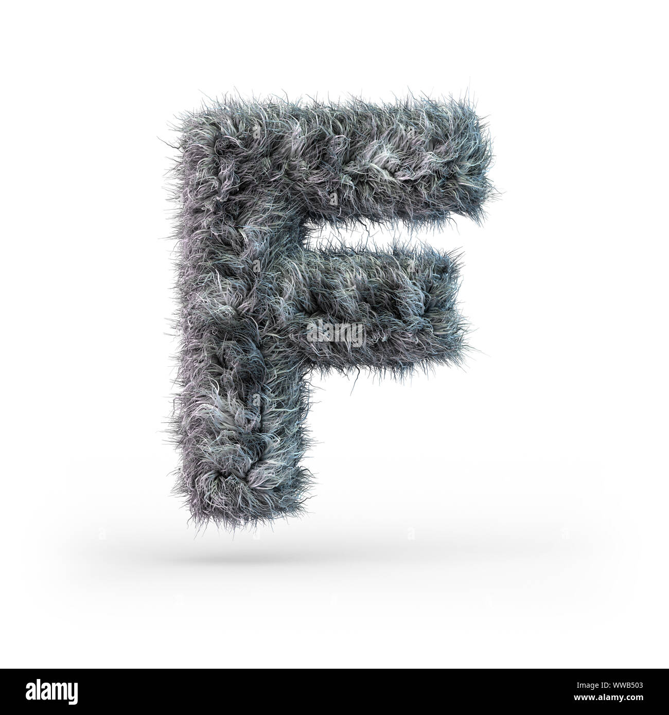 Uppercase fluffy and furry gray font. Letter F. 3D rendering Stock ...