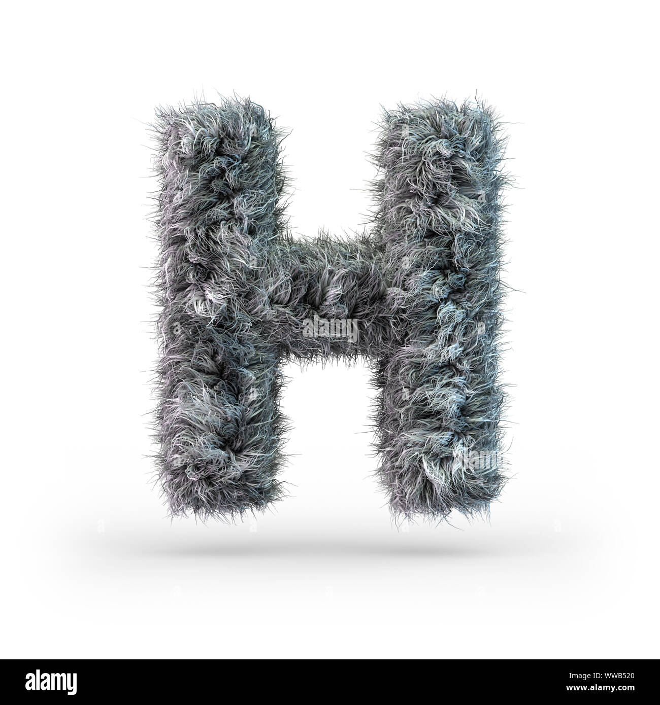 Uppercase fluffy and furry gray font. Letter H. 3D rendering Stock ...
