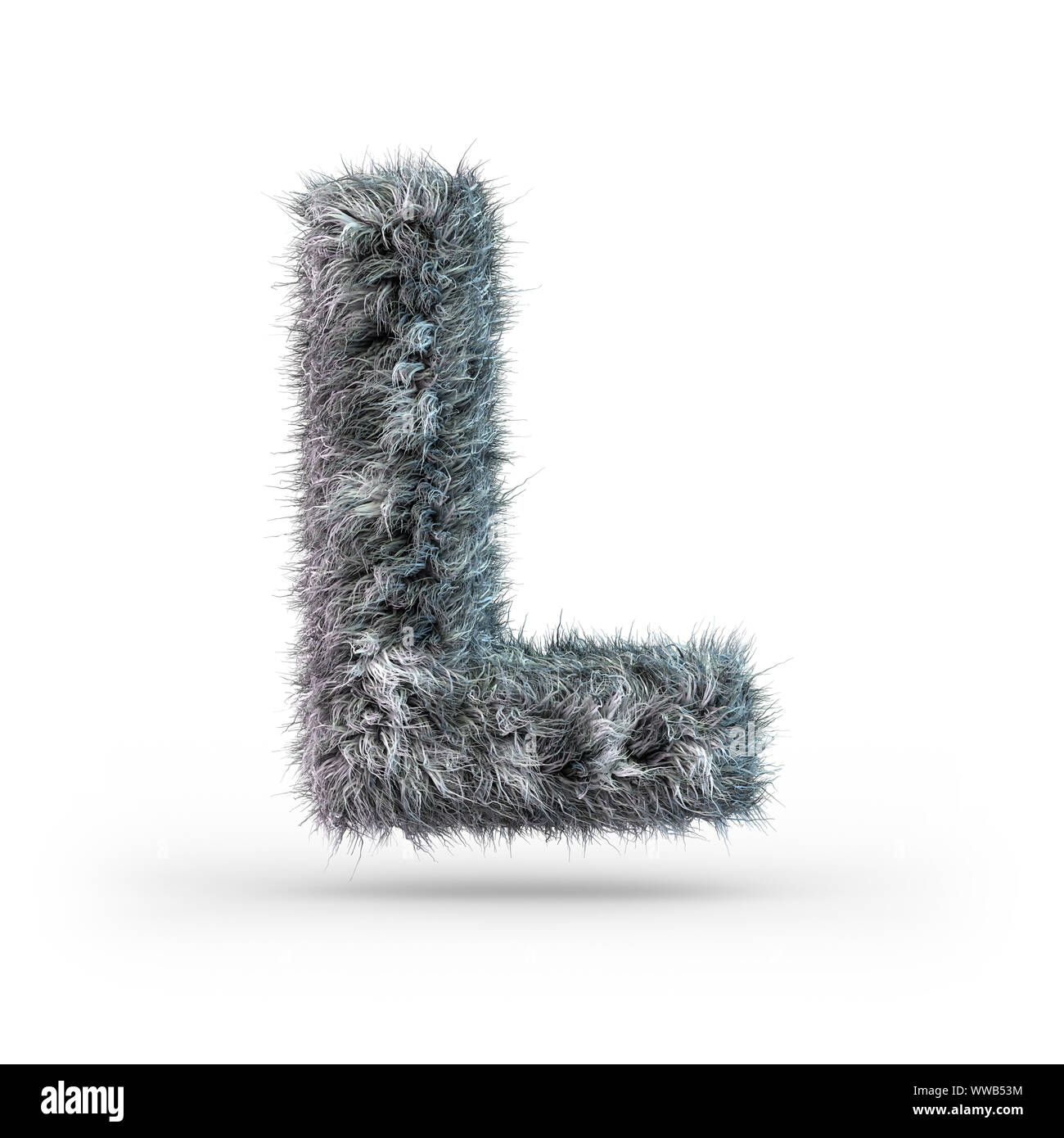 Uppercase fluffy and furry gray font. Letter L. 3D rendering Stock ...