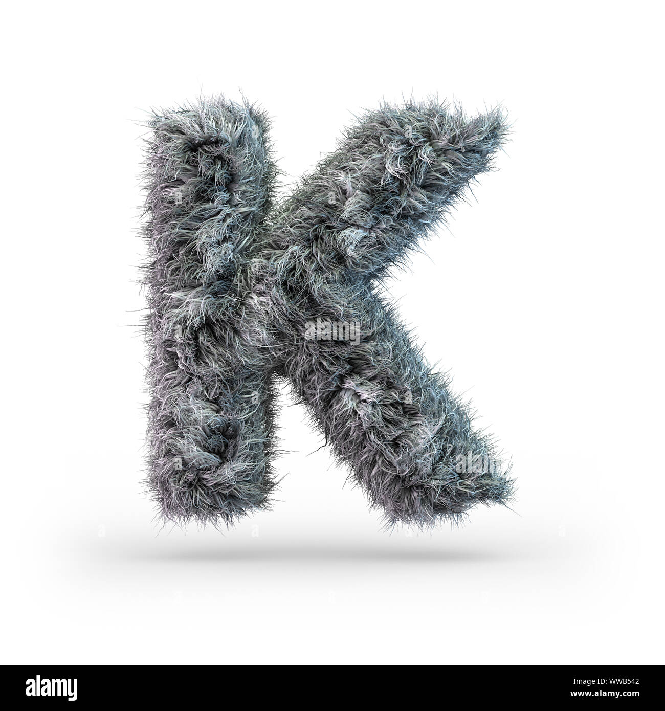 Uppercase fluffy and furry gray font. Letter K. 3D rendering Stock ...