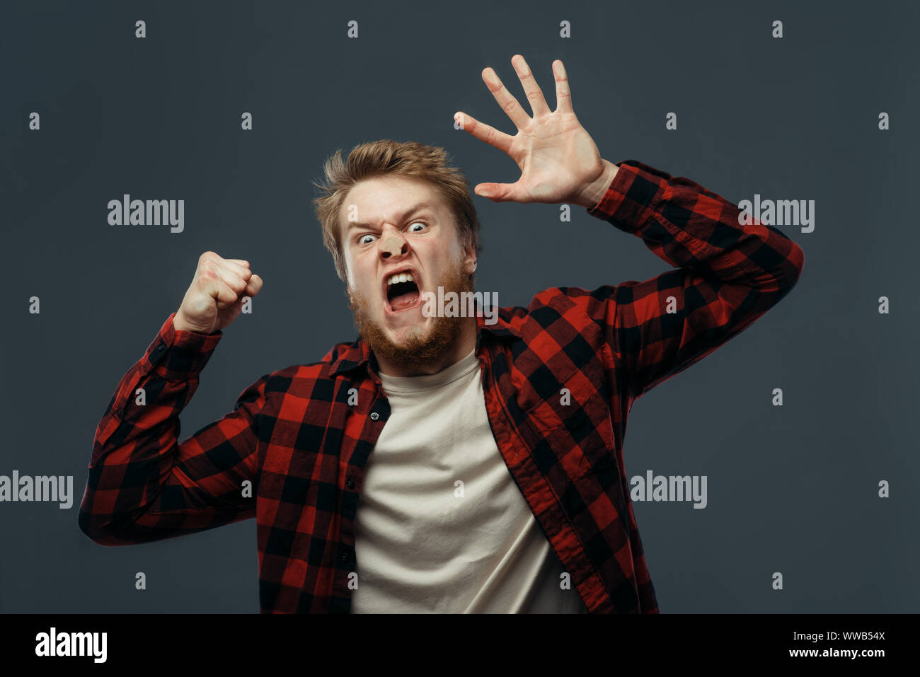 Man's crazy face crushed on glass, facial fun Stock Photo - Alamy