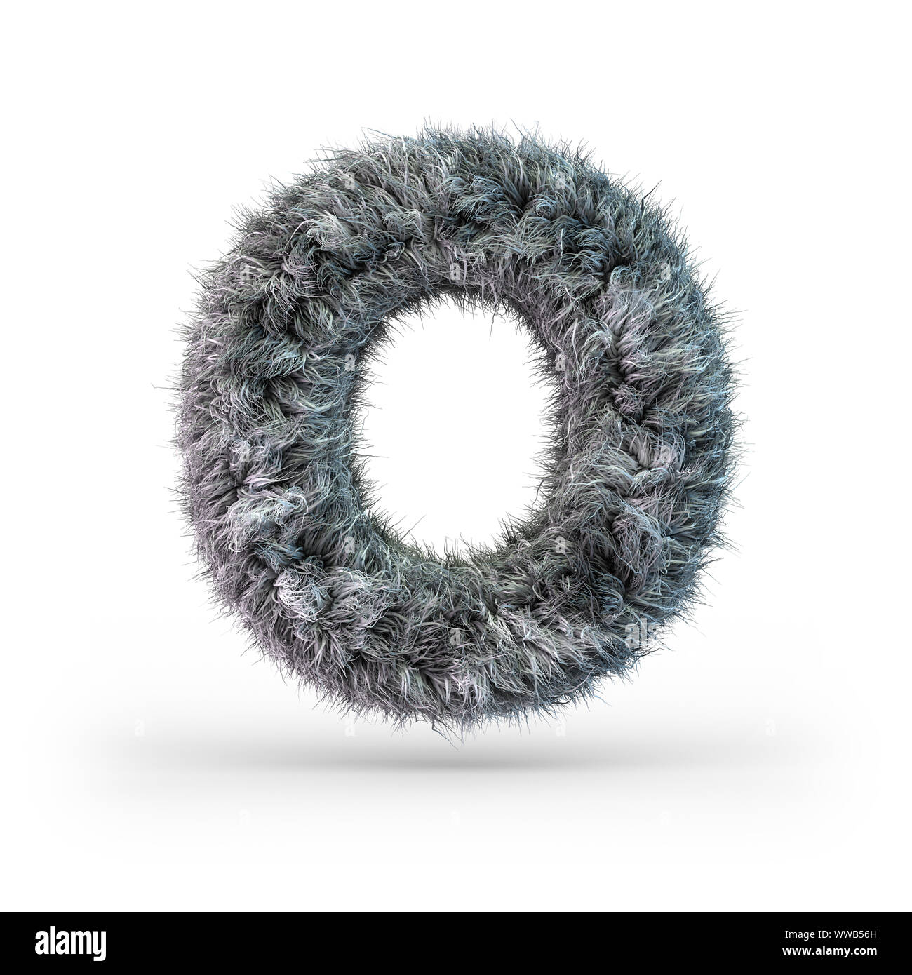 Uppercase fluffy and furry gray font. Letter O. 3D rendering Stock ...
